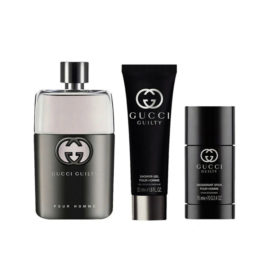 Gucci Guilty Pour Homme Eau De Toilette 3 Piece Gift Set for Men ...